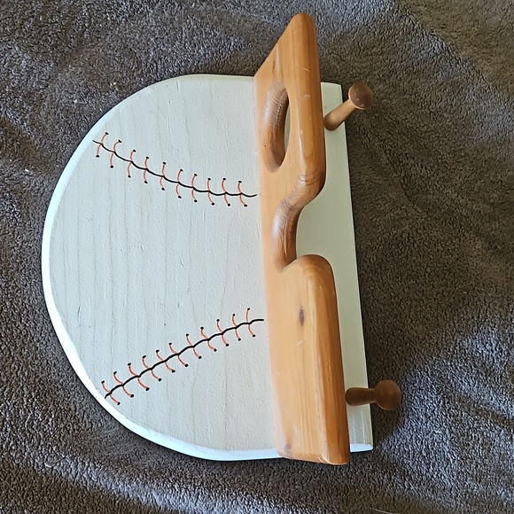 Wall Decor | Vintage Kids Baseball Players Shelf Holds Bat Ball And ...